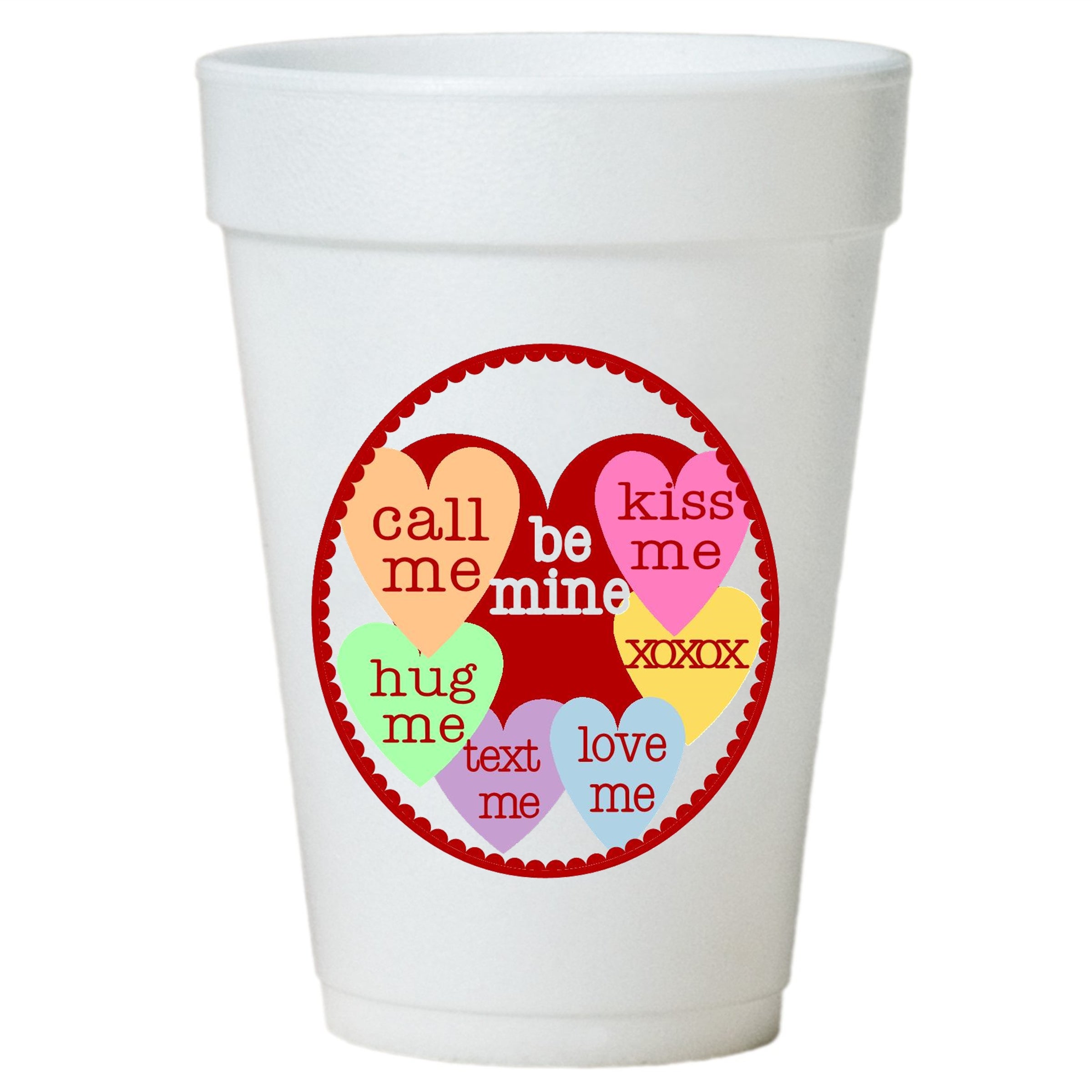 Valentine's Party Cups-Valentine Candy Heart Sayings Design- Styrofoam ...