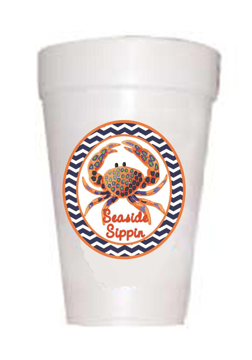 Seaside Sippin Crab Beach Cups-Styrofoam – Preppy Mama