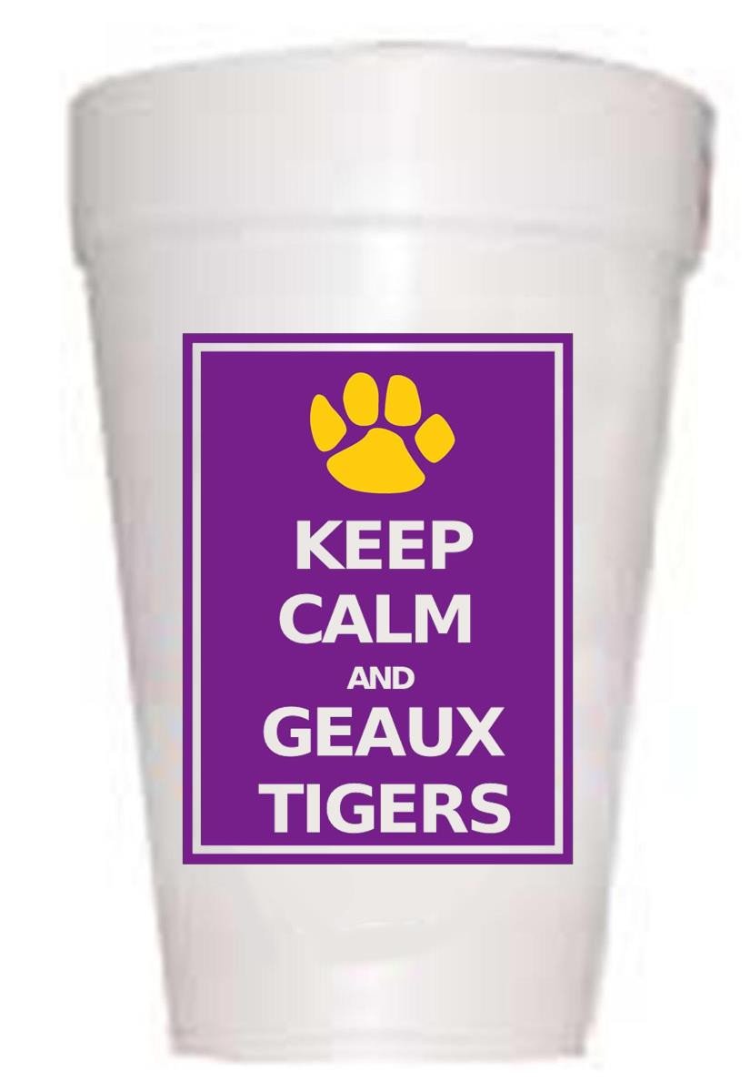 LSU Keep Calm Styrofoam Tailgating Cups-Louisiana Tailgating Cups ...