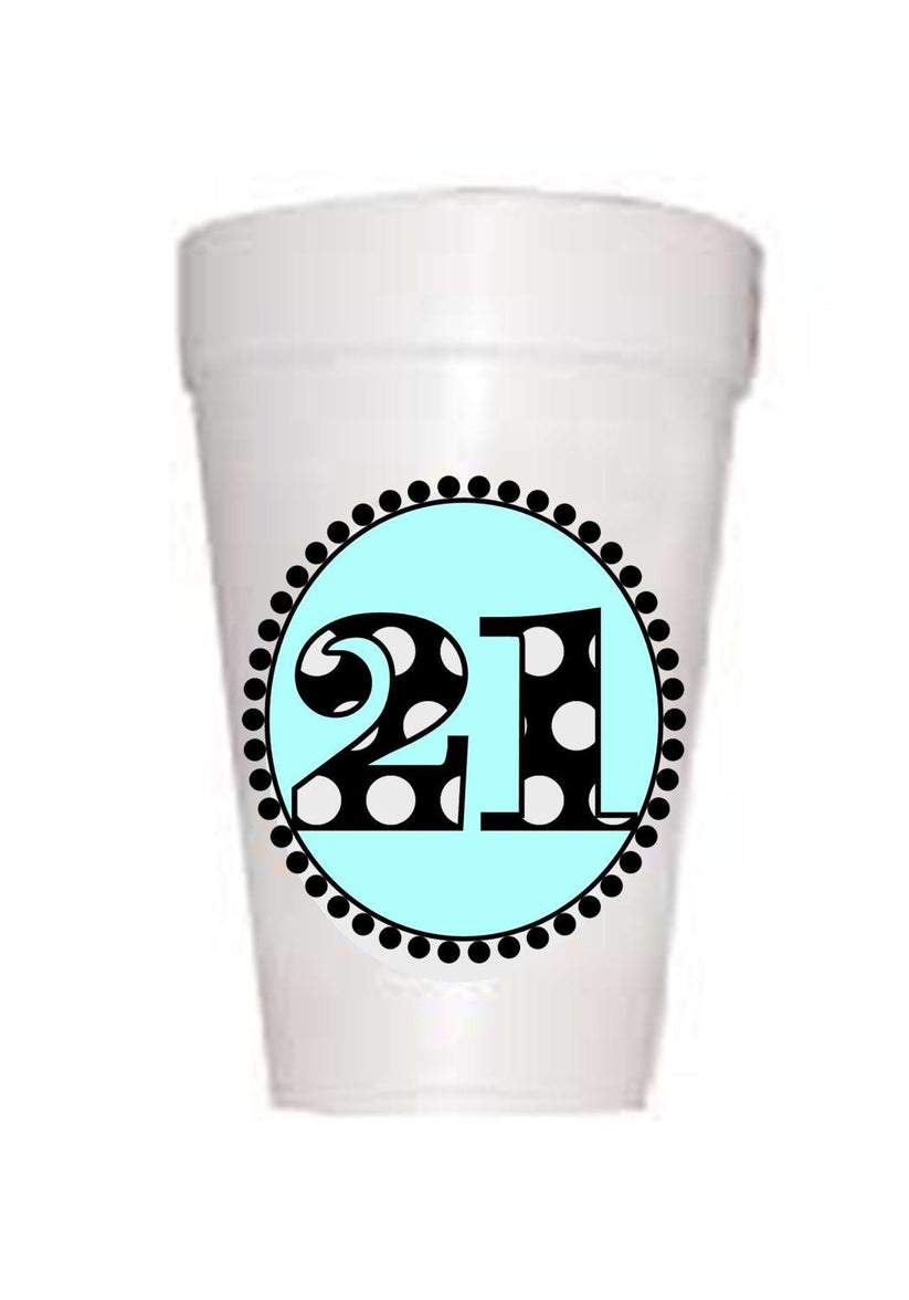 21st Birthday Cups-Blue Styrofoam Birthday Party Cups – Preppy Mama